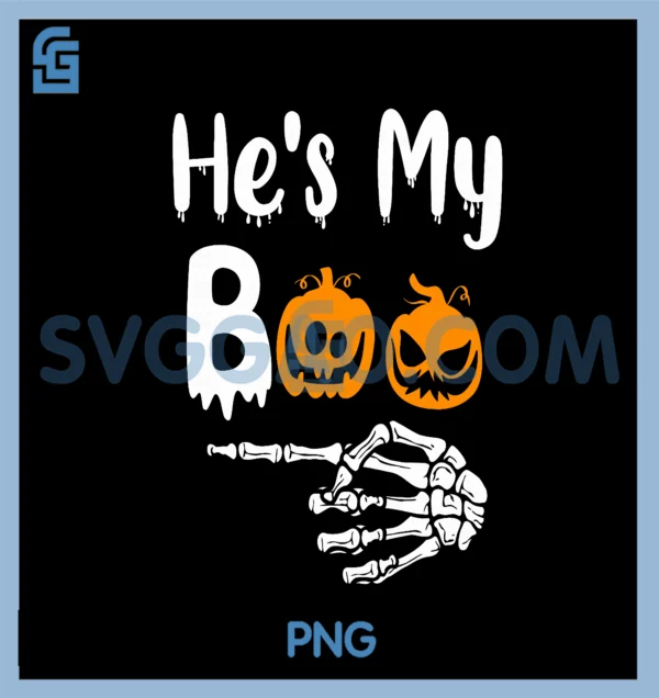 She's My Boo Matching Halloween PNG,Pajama Couples He's My Boo PNG