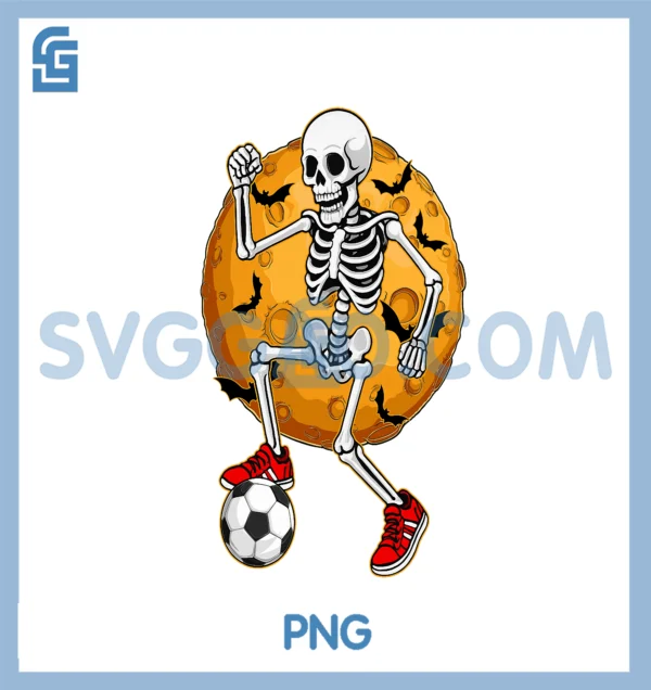 Soccer Player Skeleton with Moon HalloweenBoys Men PNG, Soccer Skeleton ...