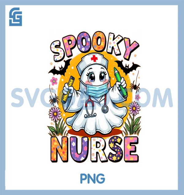 Spooky Nurse Ghost Halloween 2025 Cute PNG, Groovy Nursing Lovers PNG