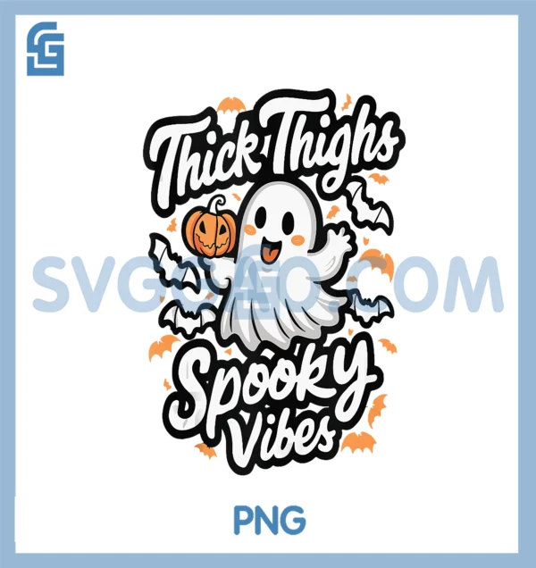Thick Thighs Spooky Vibes PNG, Boo Cute Pumkin PNG – SVGGAO
