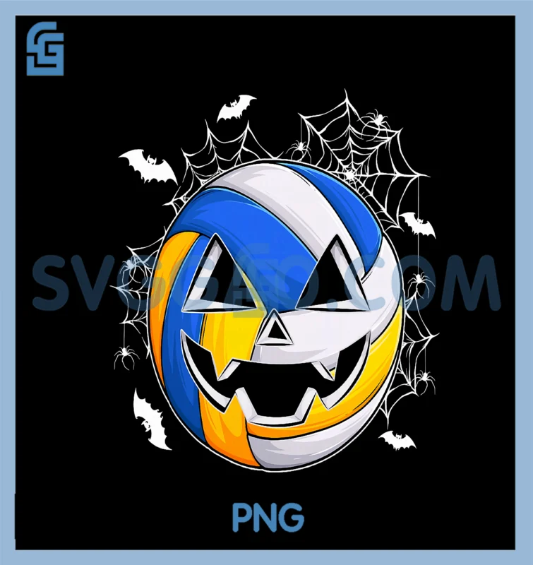 Volleyball Jack O Lantern Pumpkin Face PNG, Halloween Day PNG