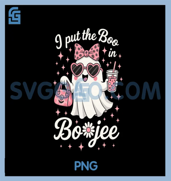 Womens I Put The Boo in Boojee Funny PNG, Ghost Pink Bow Halloween V ...