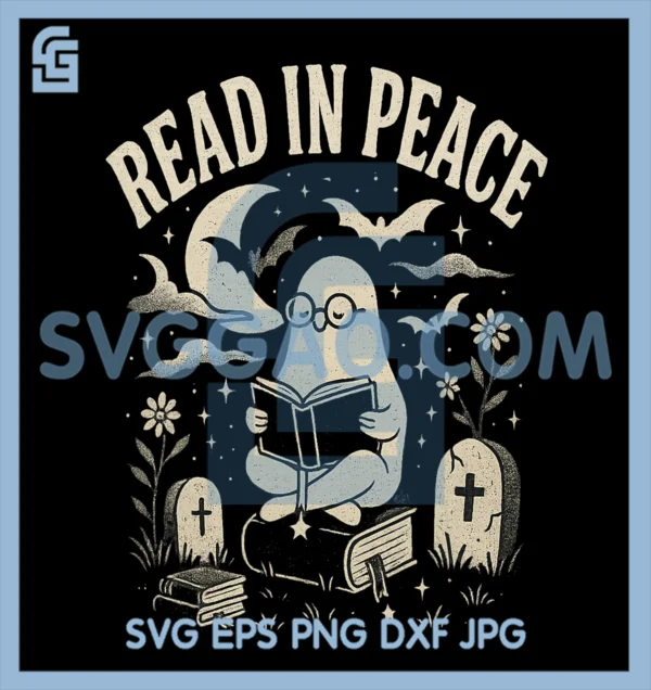 Read in Peace PNG, Ghost Reader PNG, Vintage Halloween Bookish PNG – SVGGAO