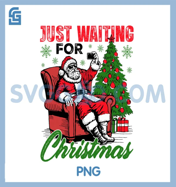Retro Just Waiting For Christmas PNG, Santa Merry Xmas PNG