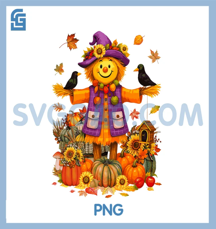 Scarecrow Pumpkins Fall PNG, Autumn Season Thanksgiving Day PNG