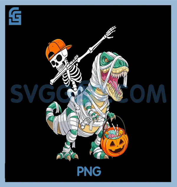 Skeleton Riding Dancing PNG, Dab Dinosaur T rex Halloween Funny PNG ...