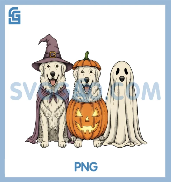 Spooky Ghost Great Pyrenees PNG, Pumpkin Halloween Dog Lover PNG – SVGGAO