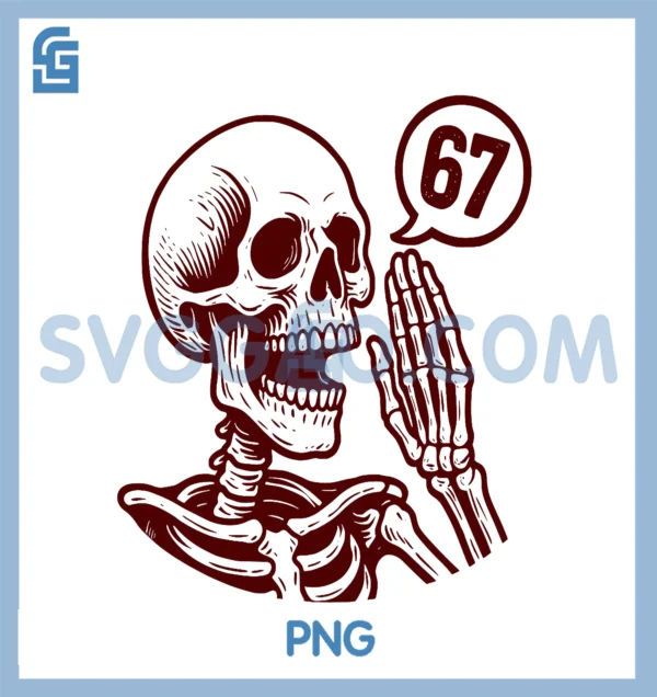 67 Halloween Skeleton PNG, Six Seven Meme PNG, Brainrot Funny PNG