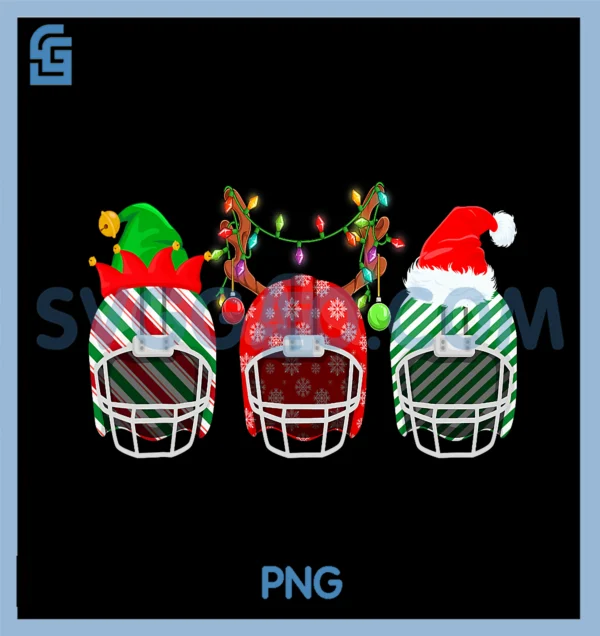 Football Helmets Santa Elf Hat PNG, Reindeer Merry Christmas PNG