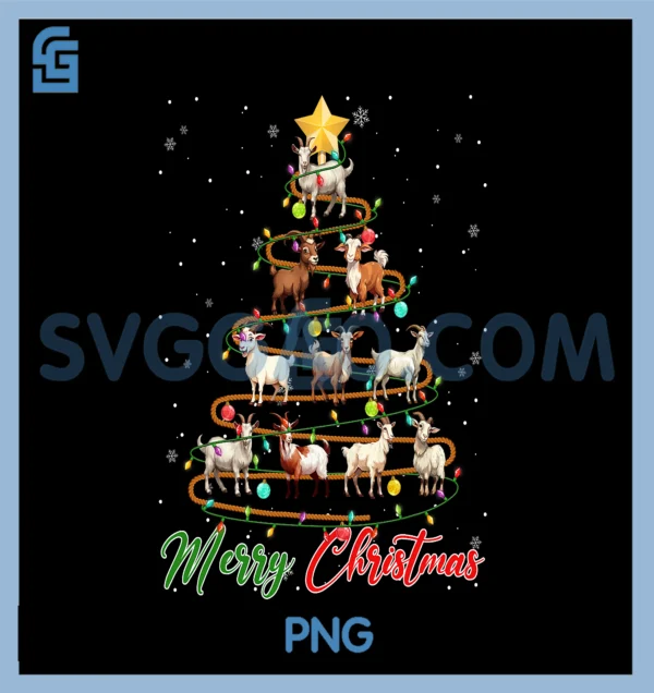 Merry Christmas Goats PNG, Christmas Tree Lights PNG