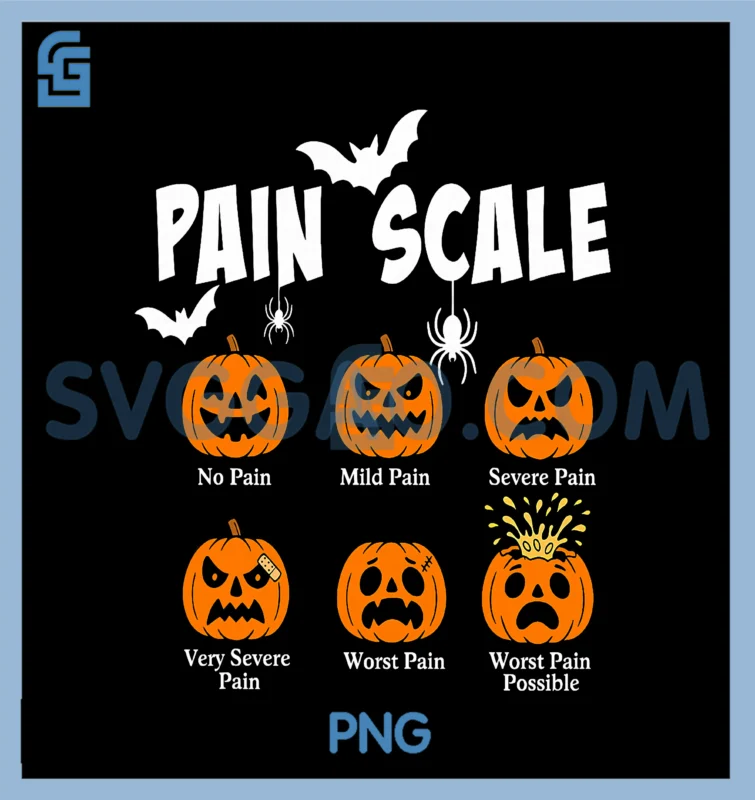 Pain Scale Spooky Pumpkin Fall PNG, Halloween Trauma Nurse Triage PNG