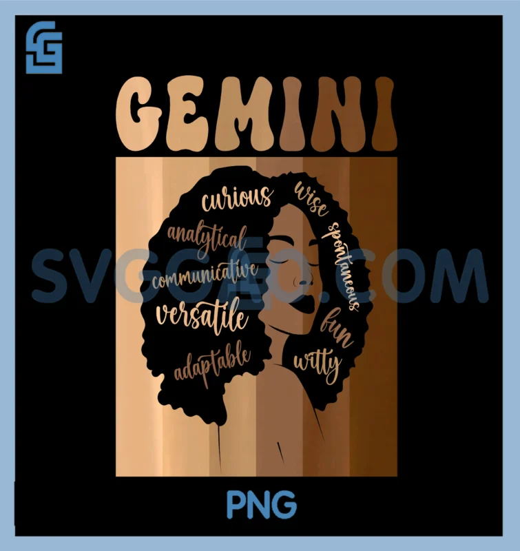 Proud Black Gemini Zodiac PNG, Sign Melanin Gemini Birthday PNG