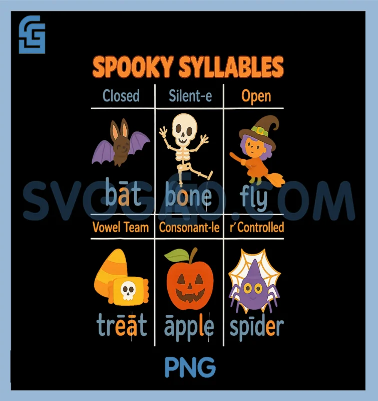 Spooky Syllables PNG, Teacher Funny Halloween Educational PNG