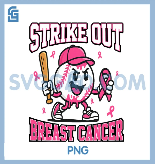 Strike Out Breast Cancer PNG, Baseball Ice Cream Drip Pink Ribbon PNG ...