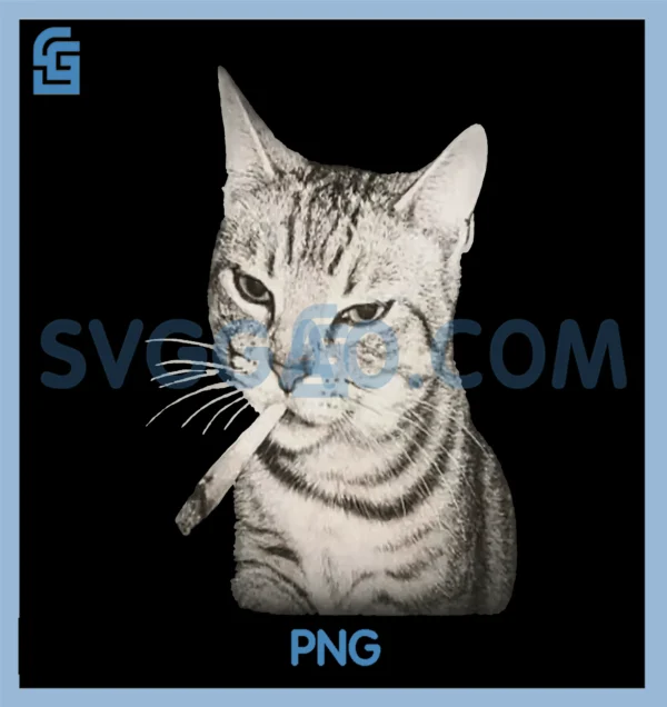 Funny Smoking Cat PNG, Cigarette Kitty Gen Z Meme PNG – SVGGAO