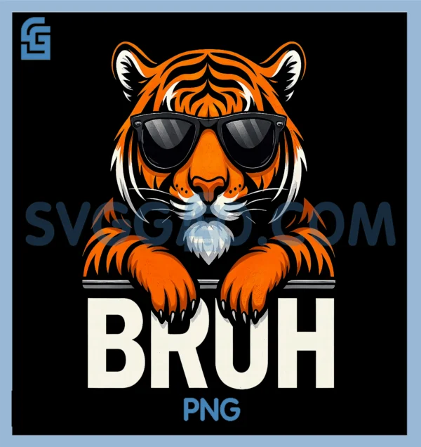 Vintage Retro Cool Tiger PNG, Bruh Graphic PNG – SVGGAO