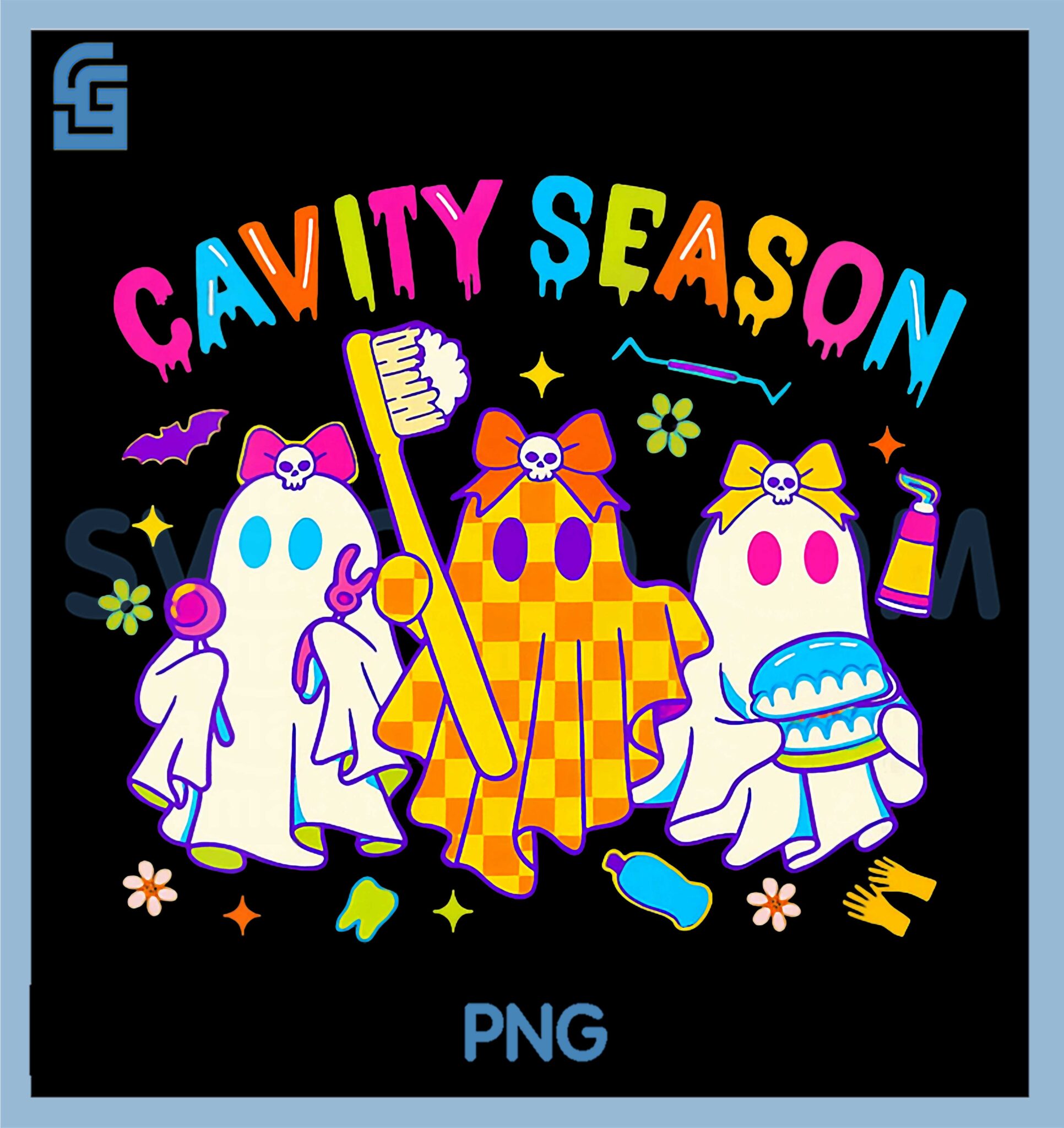 Cavity Season PNG, Funny Halloween Ghost PNG, Cute Spooky PNG
