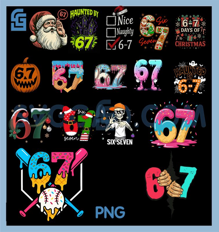 6-7 Meme Nice PNG Bundle, Naughty 67 Christmas PNG Bundle, Brain Rot ...