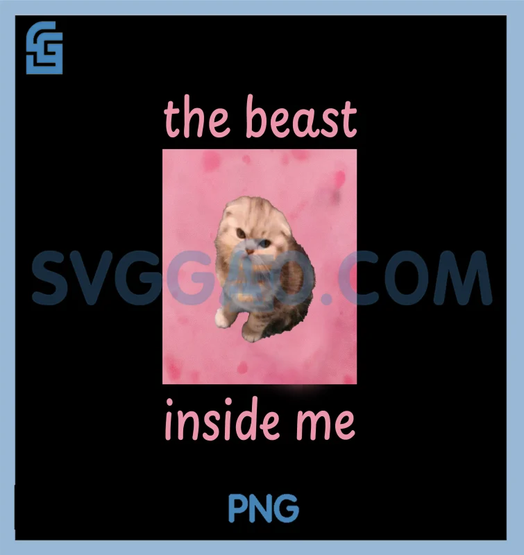 Funny Cat Meme The Beast PNG, Inside Me Cute PNG, Digital Art Design PNG