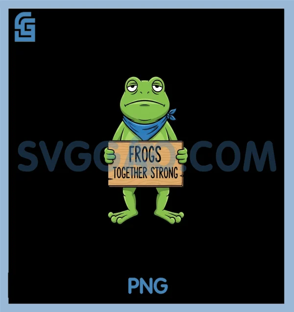 Funny Frog Together Strong PNG, Meme Cartoon Digital Art PNG