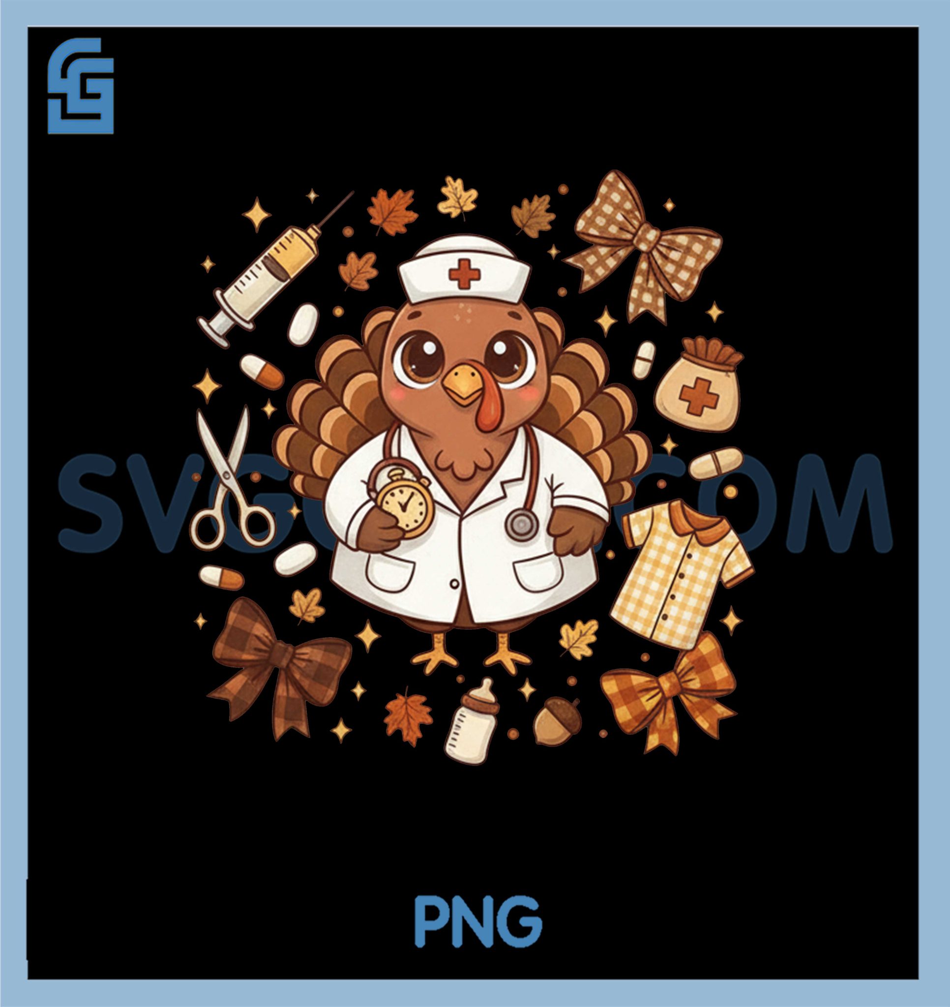 Thanksgiving Nurse Turkey Cute PNG, Doctor Fall Medical Sublimation PNG ...