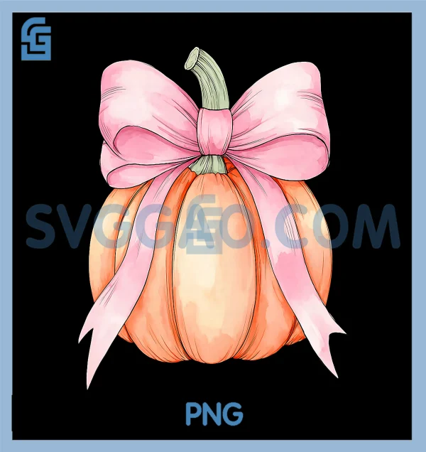 Retro Pumpkin Coquette PNG, Pink Bow Halloween PNG, Autumn Fall Season ...
