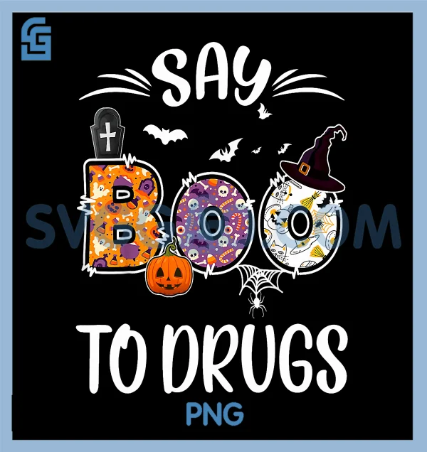 Say Boo to Drugs PNG, Funny Halloween Red PNG, Ribbon Week Awareness ...