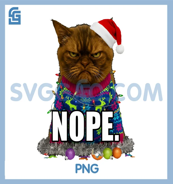 Ugly Christmas Cat Meme PNG, Grumpy Face Mood Disgusted PNG