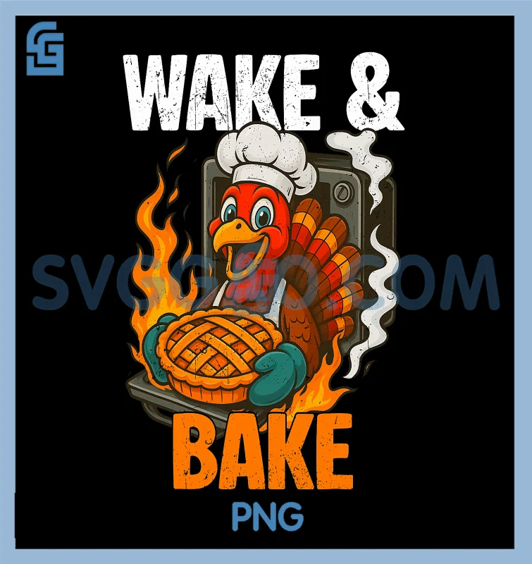 Wake And Bake Funny PNG, Vintage Turkey Thanksgiving PNG