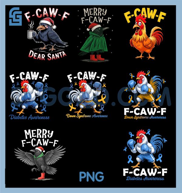 F-Caw-F Funny Rooster PNG Bundle, Chicken Farm FCAWF Bundle PNG, Animal ...