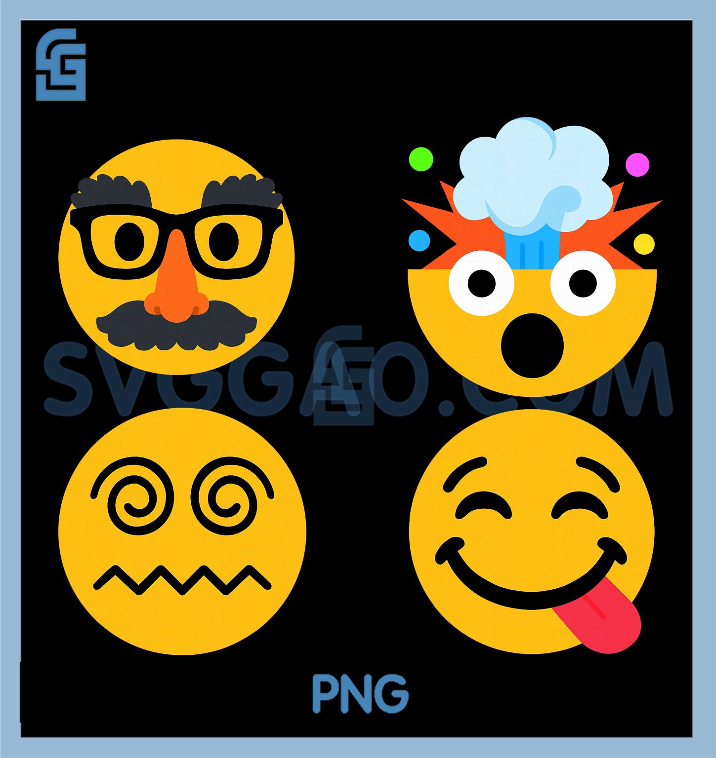 Funny Emoticon Dizzy PNG Bundle, Face With Spiral Eyes PNG Bundle