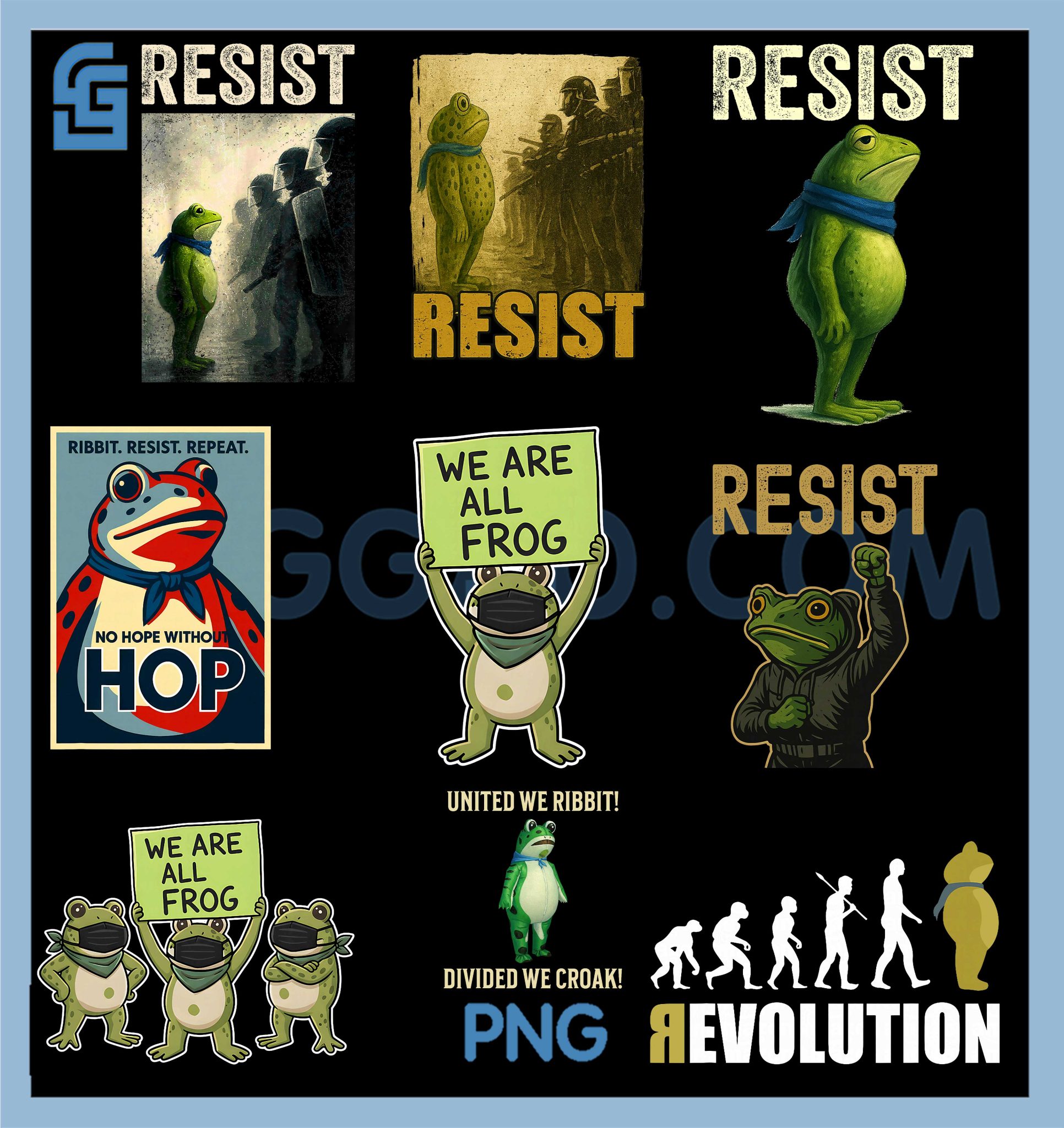 United We Ribbit Divided PNG Bundle, We Croak Frog Of Portland Bundle PNG
