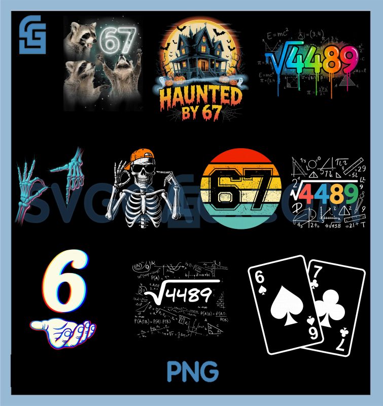 67 Meme Halloween PNG Bundle, Haunted by 6 7 Brainrot Bundle PNG – SVGGAO