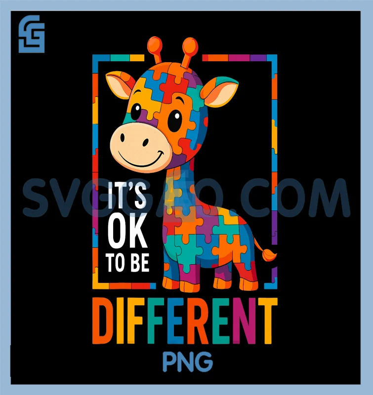 Autism Awareness Giraffe PNG, Its Ok To Be Different PNG