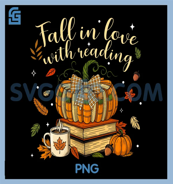 Fall in Love with Reading Book PNG, Autumn Pumpkins and Teachers PNG ...