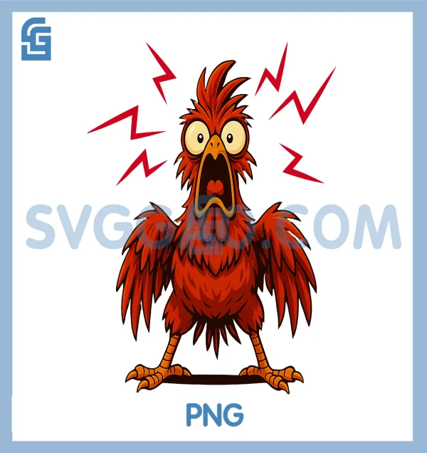 Funny Screaming Chicken PNG, Cartoon Farm Animal PNG