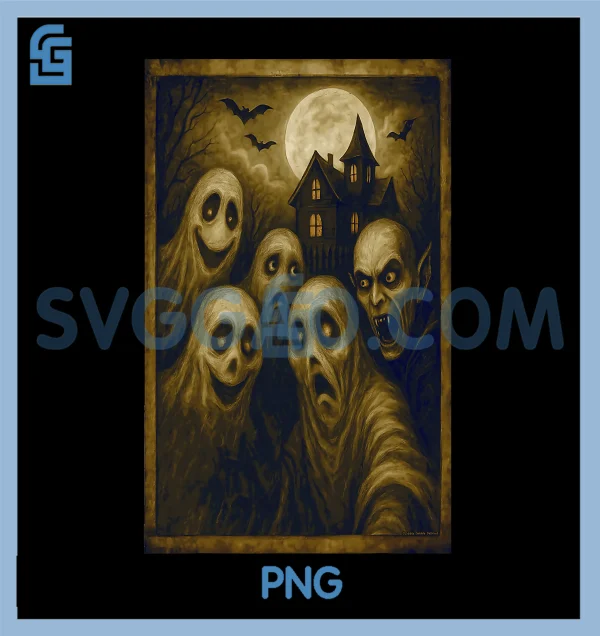 Ghosts Selfie with Scary Monster PNG, Funny Halloween PNG – SVGGAO
