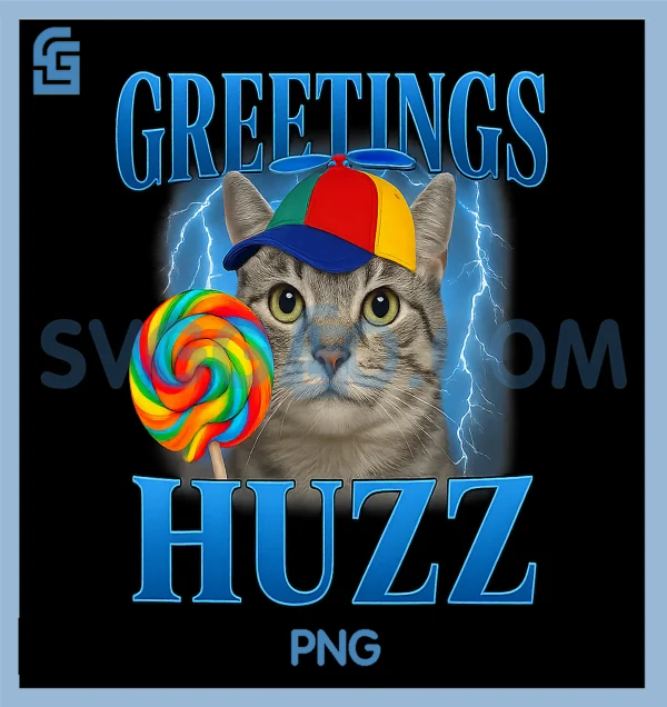 Greetings Huzz Funny PNG, Cat Meme Design PNG – SVGGAO