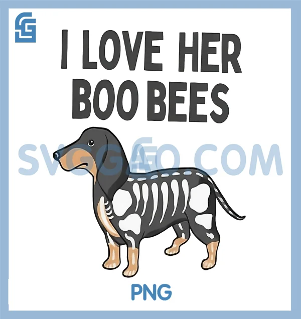 I Love Her Boo Bees PNG, Funny Halloween Dachshund PNG, Weenie Dog PNG