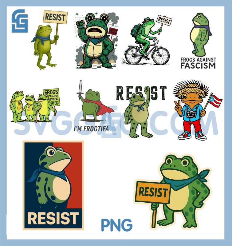 Portland Frog Protest Resist PNG Bundle, Funny Portland Frog ICE ...