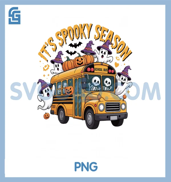 Its Spooky Season PNG, Funny Teacher Halloween School Bus PNG