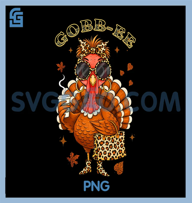 Leopard Gobb-ee Bougie Glam PNG, Turkey Gobble Thanksgiving PNG