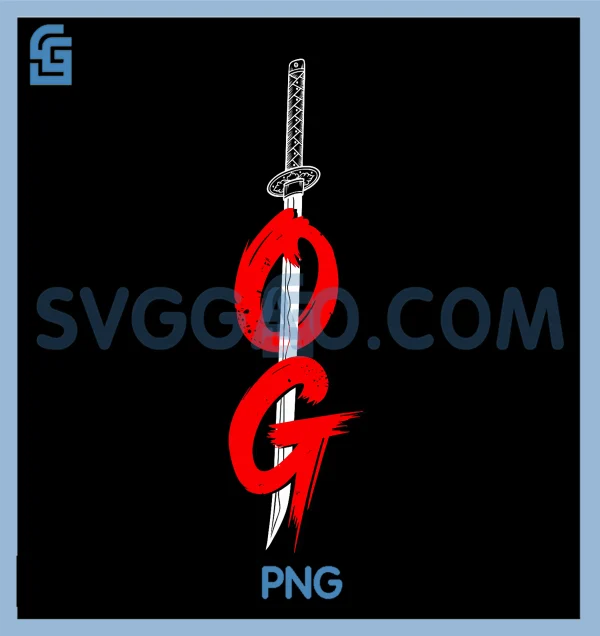 OG Sword Graphic PNG, Bold Red Brush Style Design PNG – SVGGAO