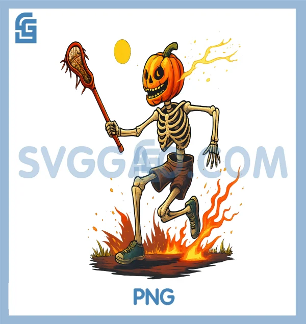 Pumpkin Head PNG, Skeleton Lacrosse Halloween PNG – SVGGAO
