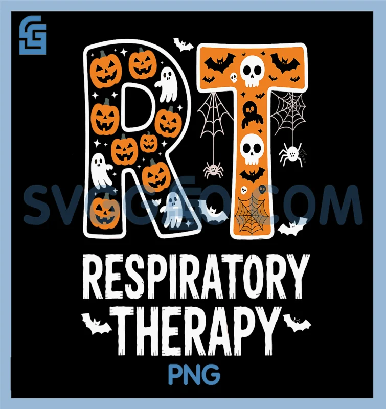 Respiratory Therapist Halloween PNG, Ghost Pumpkin RT Nurse PNG