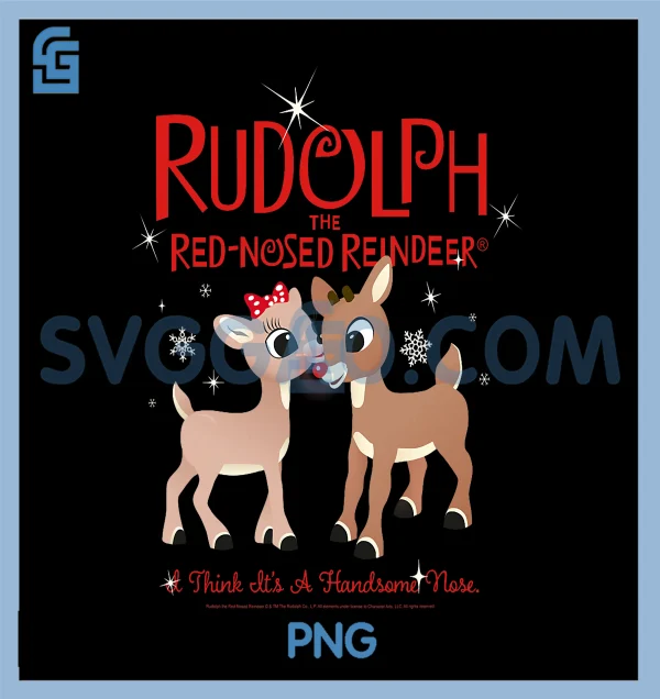 Rudolph and Clarice PNG, Its A Handsome Nose PNG, Retro Christmas PNG ...