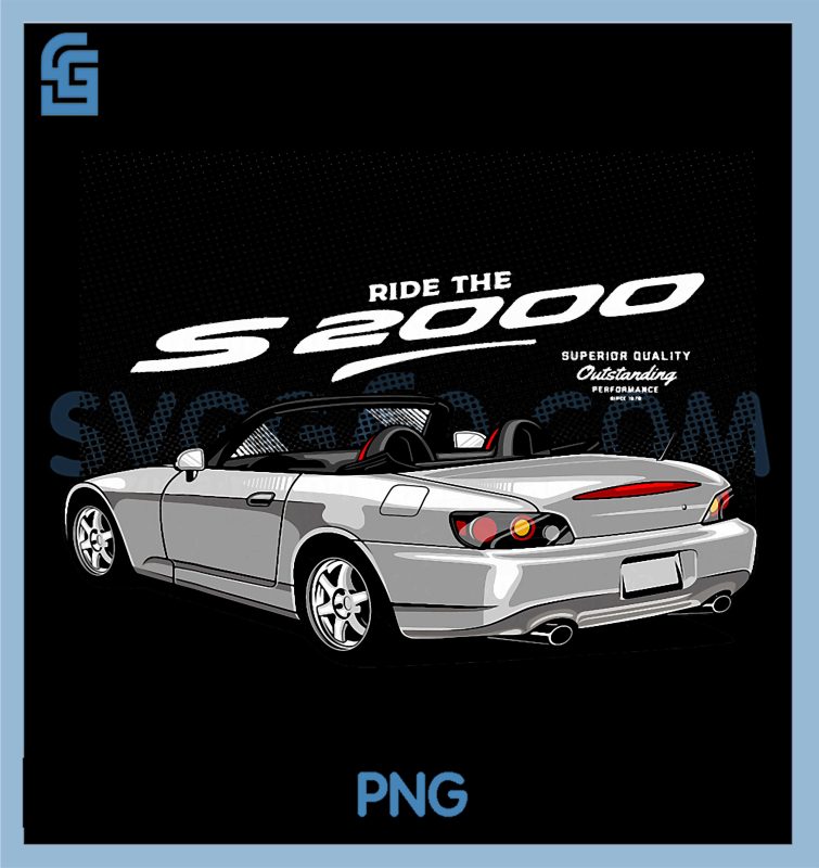 S2000 White JDM Graphic PNG, Retro Tuner Car Drift Racing PNG