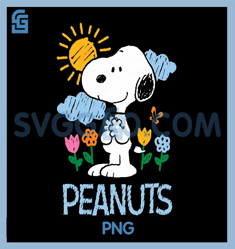 Snoopy PNG, Spring Flowers PNG