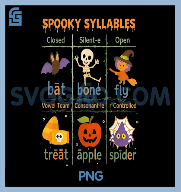 Spooky Syllables Teacher PNG, Funny Halloween Educational PNG
