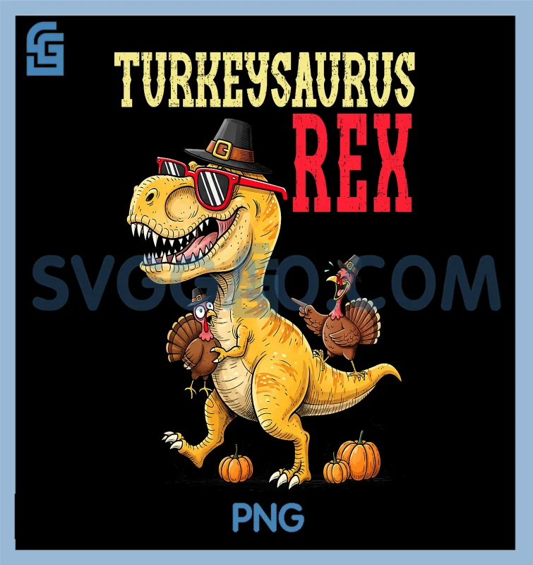 Turkeysaurus Rex PNG, Turkey Dino Thanksgiving Toddler PNG